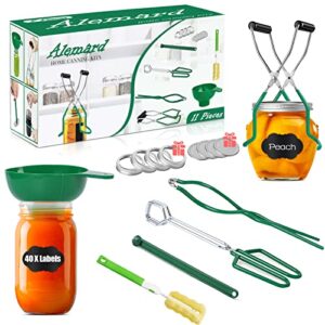 canning supplies starter kit, 11pcs canning kit home canning tools set for canning pot manson jars - jar lifter, lid lifter, jar wrench, funnel, can tong, jar brush, 4 set canning lids and rings