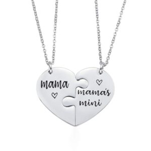 nanafast 2 pcs mother daughter necklaces adjustable stainless steel matching heart necklace set mother’s day valentines gifts for couples mom and daughter - mama