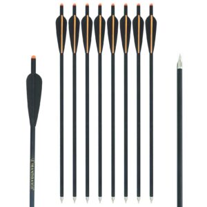 handbaige 12pcs crossbow bolt 18/20/22inch archery outdoor hunting carbon crossbow arrows with 4" vanes and replaced arrowhead/tip (22 inch)