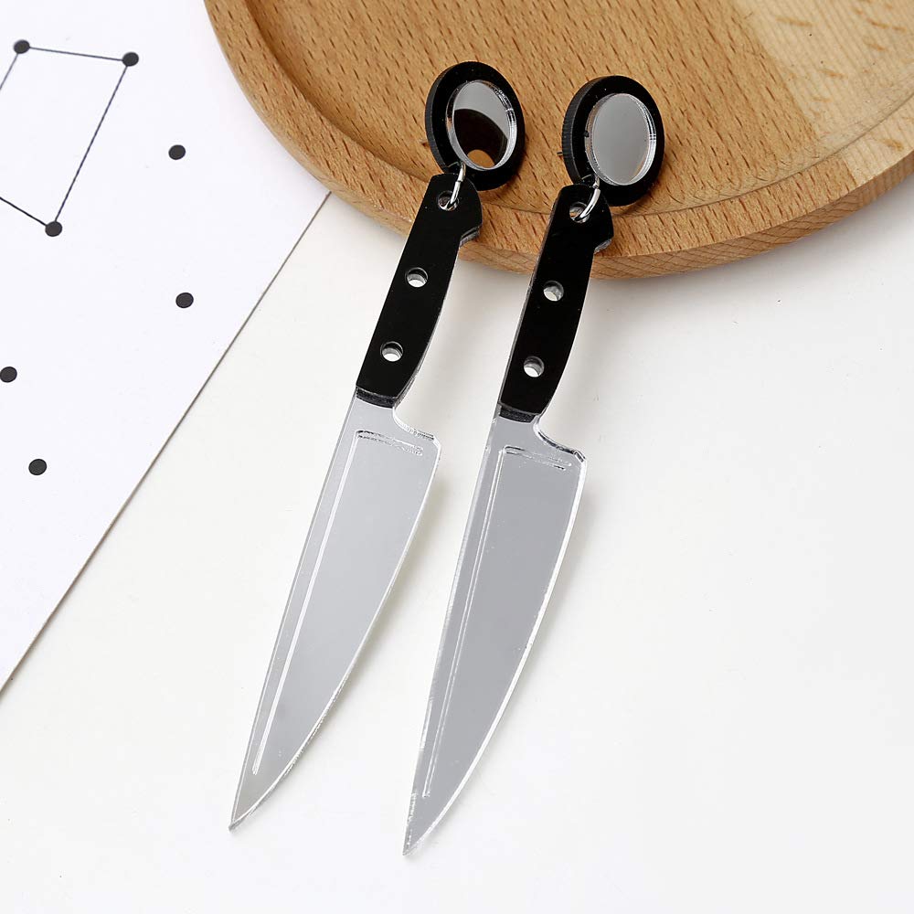 Exaggerated Hip Hop Earrings For Women Jewelry Gold Long Knife Earrings Simulation Acrylic Punk Ear Accessories (Long Knife Earrings(Silver))