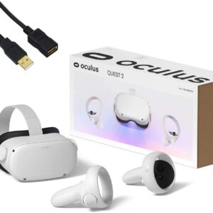 Oculus Quest 2 — 64GB Video — Advanced All-in-One Virtual Reality Headset with 3D Cinematic Sound, White — for Family Holiday VR Gaming Entertainment — 16 Feet USB Type-C Link Cable