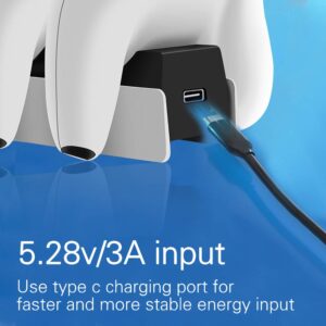 Charging Station for PS5 Wireless Controller, with Rocker Cap, Upgraded Fast Charger Dock for PS5, Compatible with PlayStation 5 Charger Adapter, Wireless Controller Charging Dock, White