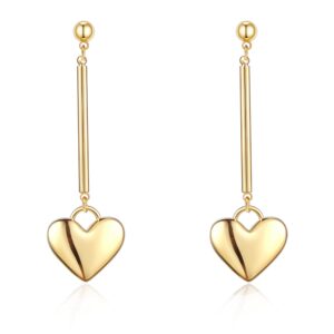 cowlyn heart earrings love pendant long 925 silver needle 14k gold dangle drop stud cute jewelry valentines day gift for women