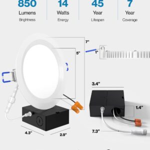 Sunco 24 Pack 6 Inch Ultra Thin LED Recessed Ceiling Lights Slim, 5000K Daylight, Dimmable 14W, Baffle Trim Damp Rated, Canless Wafer Thin with Junction Box