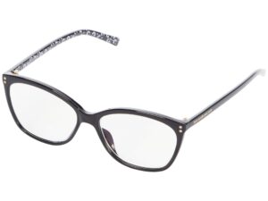 kate spade new york women's milena blue light reading glasses cat eye, black/demo lens, 55mm, 15mm + 2