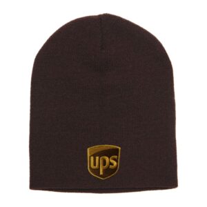 bestsyracuse ups embroidered knit beanie skull cap cuff winter hat brown (with cuff, one-size)