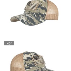 Anna-Kaci Camouflage Trucker Special Tactical Operator Forces USA Flag Patch Baseball Cap, Grey camo, OneSize