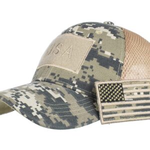 Anna-Kaci Camouflage Trucker Special Tactical Operator Forces USA Flag Patch Baseball Cap, Grey camo, OneSize