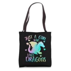 just a girl who loves dragons cute dragon themed teen girls tote bag