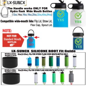 LX-SUNCX Paracord Handle for 2020 Hydro Flask 2.0 Wide Mouth Water Bottles(12oz-40oz),Durable & Secure Accessories Carrier,Plus a Protective Silicone Boot ((WhiteBlack)/Black, 32oz-40oz)