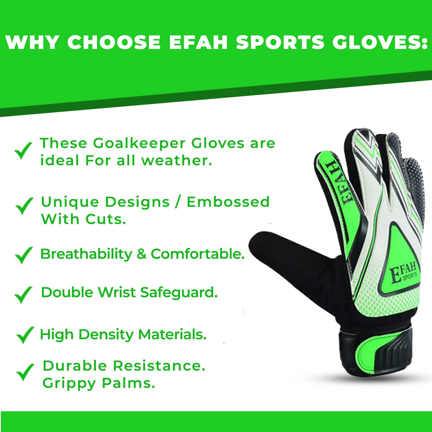 EFAH SPORTS Soccer Goalie Goalkeeper Gloves for Kids Boys Children Football Gloves with Strong Grips