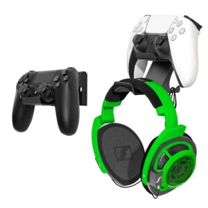 6amlifestyle 2 pieces controller and headphone stand holder with cord holders for ps5 ps4 xbox one switch pro gamepad controller wall mount strong adhesive/screws, shark 12 pro