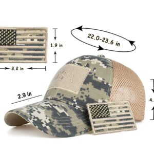 Anna-Kaci Camouflage Trucker Special Tactical Operator Forces USA Flag Patch Baseball Cap, Grey camo, OneSize