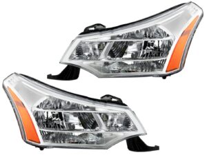 apa replacement headlight for 2008 2009 2010 2011 08 09 10 11 ford focus s se sel model pair with passenger right and driver left side fo2503244 fo2502244