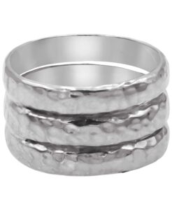 devata sterling silver 925 bali hammered triple 0.4" band ring dcm2411ss (size 08)