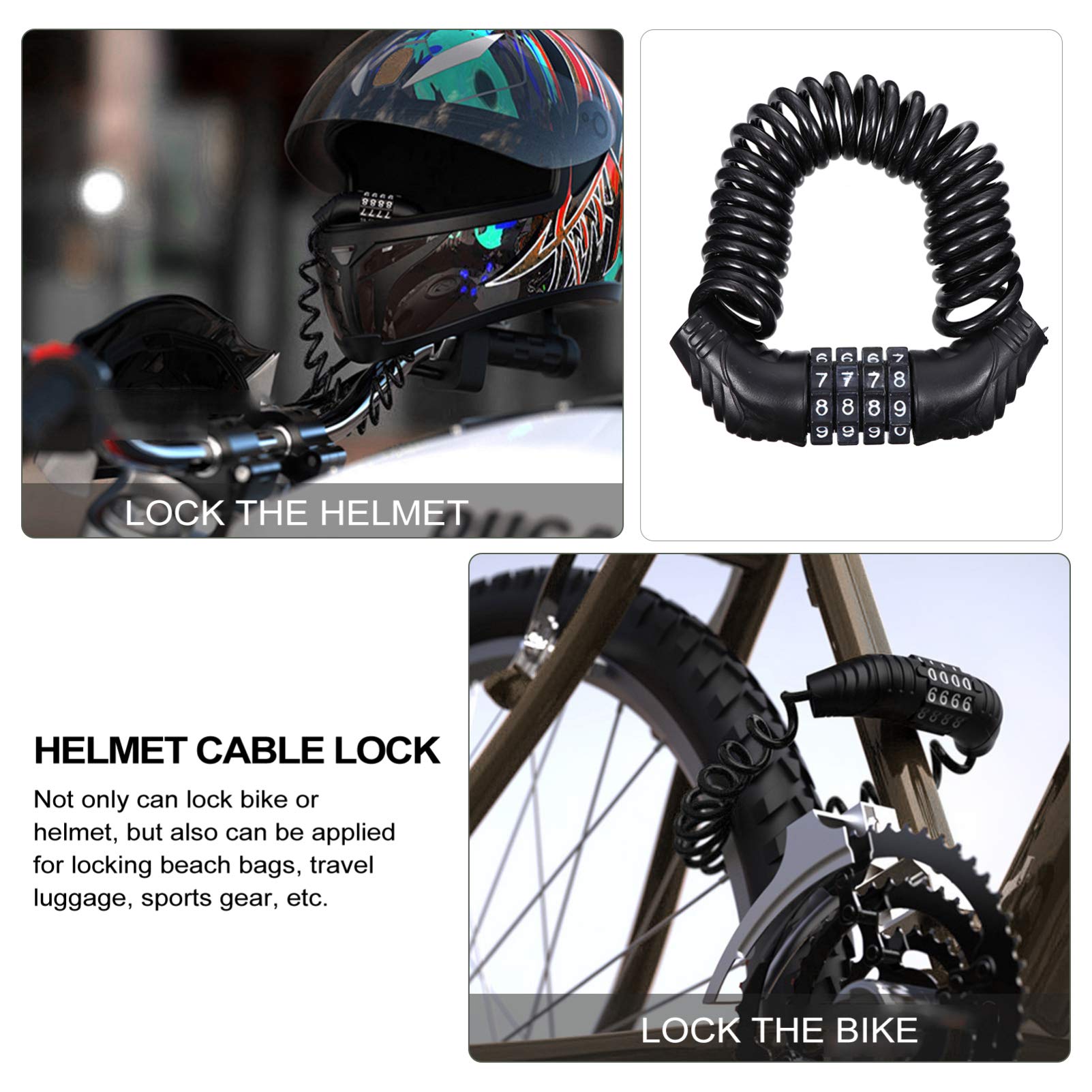 BESPORTBLE Combination Cable Lock Electric Cycle Chain Lock Bicycles Electric Bike Lock se Bike Electric Scooter Lock Bike Padlock Accessories Bike Cable Lock Helmet Steel Cable Wheel Lock