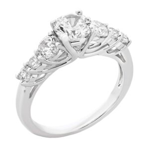 .925 Sterling Silver Round Cubic Zirconia Seven Stone Engagement or Anniversary Ring - Size 8