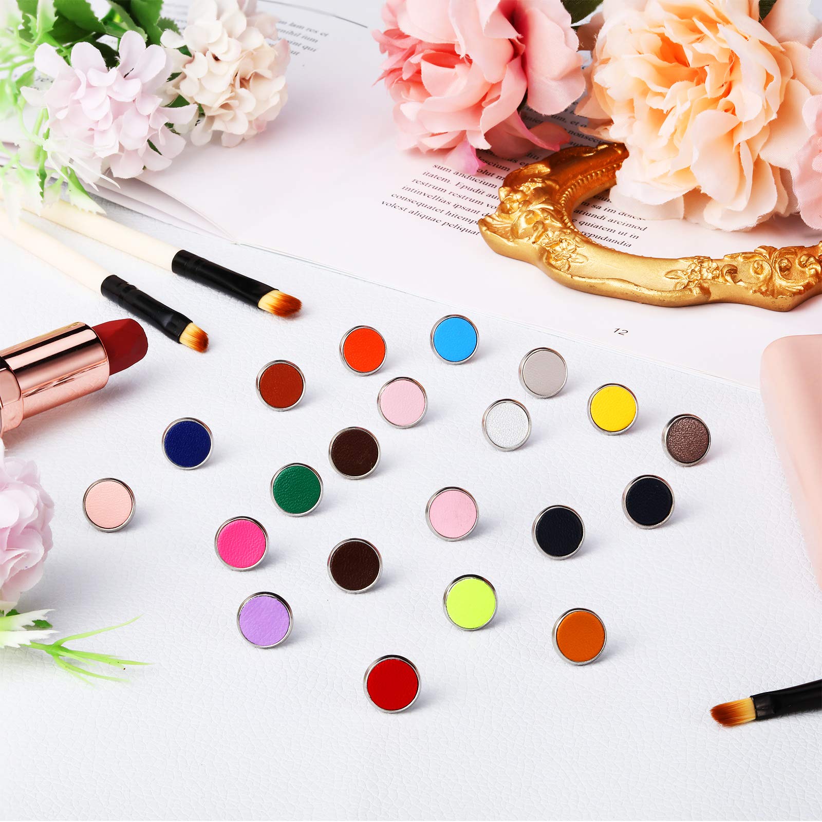 20 Pairs Colorful Druzy Stud Earrings Faux Leather Stud Earrings Set Stainless Steel Multi-Color Round Earrings Bohemian Pierced Earrings Jewelry for Women (10 mm)