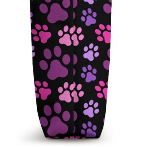 Dog Gifts for Puppy Lovers Pink Purple Dog Paw Print Pattern Tote Bag