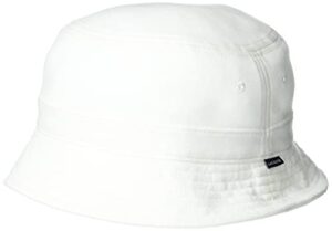 lacoste mens solid little croc pique bucket hat, white, small-medium