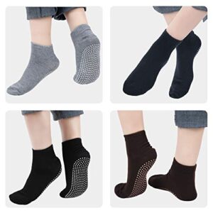 Geyoga 5 Pairs Unisex Non Slip Socks Anti Skid Slipper Barre Socks for Yoga Pilates Barre Home Workout (Mixed Color)