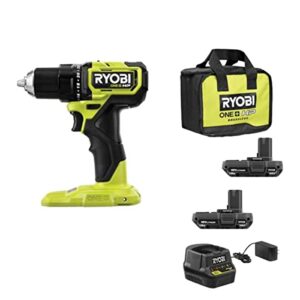 ryobi one+ hp 18v brushless cordless compact 1/2 in. drill/driver kit with (2) 1.5 ah batteries, charger and bag