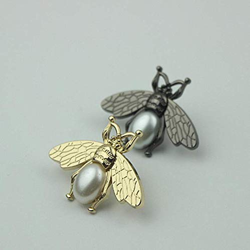 Quluxe 10 Pcs Metal Bee Buttons, Bee Embellishments Flatback Pearl Buttons Embellishment for Sewing DIY Crafts ＆ Garment Hardware Decoration- Gold