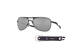 oakley crosshair oo4060 406023 61mm matte black/prizm black square sunglasses for men + bundle accessory leash kit+ bundle with designer iwear eyewear kit