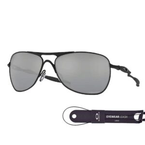 Oakley Crosshair OO4060 406023 61MM Matte Black/Prizm Black Square Sunglasses for Men + BUNDLE Accessory Leash Kit+ BUNDLE with Designer iWear Eyewear Kit