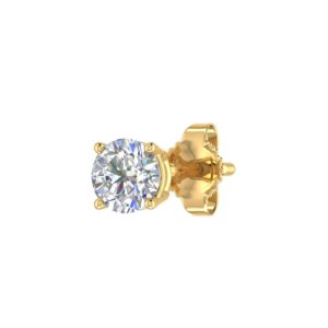 1/4 carat 4-prong set diamond unisex stud earring in 14k yellow gold (single piece)