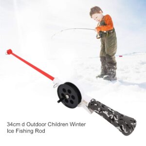 Low Resistance Children Ice Fishing Rod, Ice Fishing Rod, 34cm Length Durable for Children with Reel Fishing Accessories Beginner