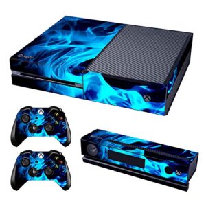 uushop protective vinyl skin decal cover for microsoft xbox one blue fire flame(upgraded)