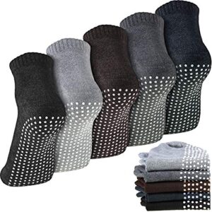 geyoga 5 pairs unisex non slip socks anti skid slipper barre socks for yoga pilates barre home workout (mixed color)