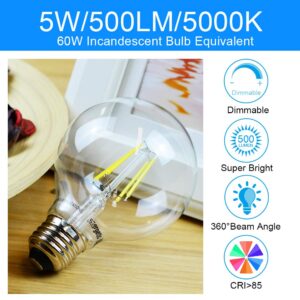 Energetic Lighting Energetic 12-Pack Dimmable LED Edison Light Bulb, G25 (G80) Globe Bulb, 60W Equivalent, 5000K Daylight, Christmas Light, E26 Standard Base, UL Listed…