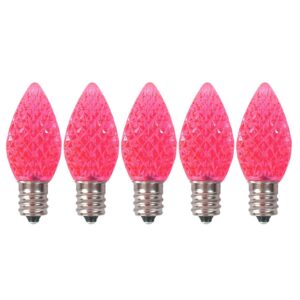 ezls c7 pink faceted led bulbs - 5 pack of pink faceted c7 replacement bulbs