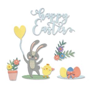 sizzix thinlits die 665076 easter icons by lisa jones 13 pack, multicolor