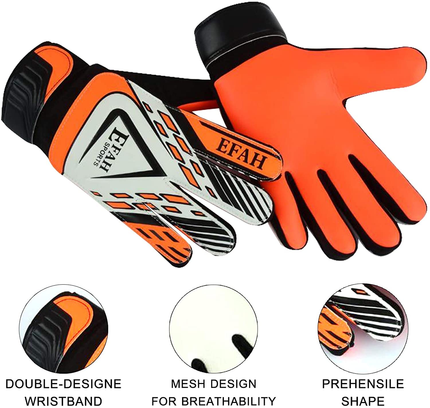 EFAH SPORTS Soccer Goalie Goalkeeper Gloves for Kids Boys Children Football Gloves with Strong Grips