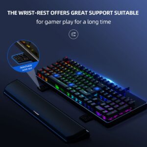 GTRACING Mechanical Gaming Keyboard with Wrist Rest, RGB Lighting, Tactile Mechanical Switches, Programmable Macro Keys