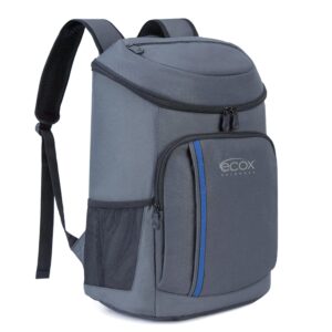 ecox outdoors cooler backpack insulated 20l about 30 can capacity with bottle opener padded straps lightweight and easy to carry daytripper grey bpc20lg