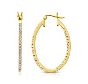 araiya fine jewelry 10k yellow gold inside and outside diamond hoop earrings (1/2 cttw, i-j color, i2-i3 clarity)