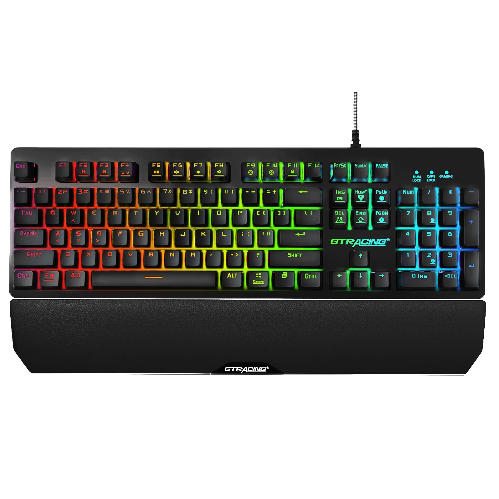 GTRACING Mechanical Gaming Keyboard with Wrist Rest, RGB Lighting, Tactile Mechanical Switches, Programmable Macro Keys