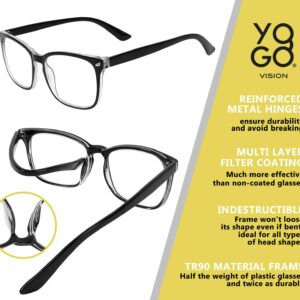 Yogo Vision Blue Light Blocking Computer Glasses Anti Glare Reduce Eyestrain Eyeglasses for Computers Screens for Men and Women (5 pack)