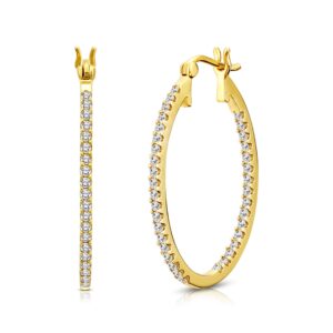 ARAIYA FINE JEWELRY 10K Yellow Gold Inside and Outside Diamond Hoop Earrings (1/2 cttw, I-J Color, I2-I3 Clarity)