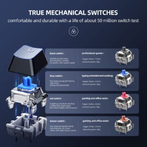 GTRACING Mechanical Gaming Keyboard with Wrist Rest, RGB Lighting, Tactile Mechanical Switches, Programmable Macro Keys