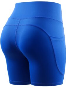 cadmus high waist yoga shorts for women workout running shorts naked feeling biker shorts tummy control deep pockets, blue, s