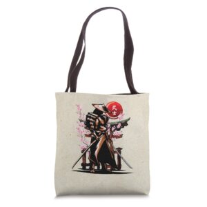 japanese samurai ronin bushido warrior retro japan graphic tote bag