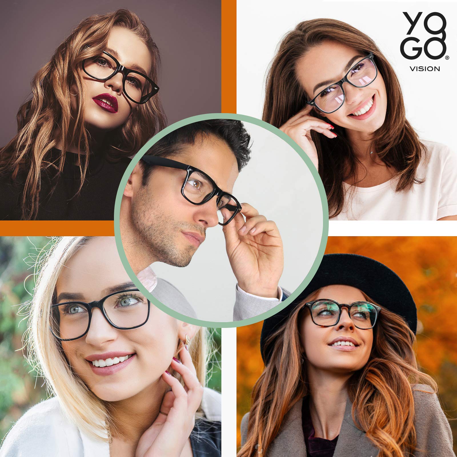 Yogo Vision Blue Light Blocking Computer Glasses Anti Glare Reduce Eyestrain Eyeglasses for Computers Screens for Men and Women (5 pack)