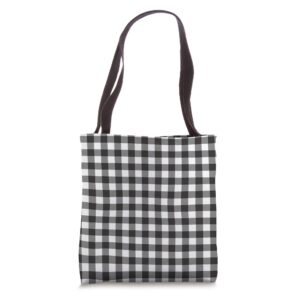 buffalo plaid black and white plaid, black and white check tote bag