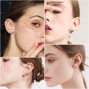 Magitaco 9 Pairs Stud Earrings Surgical Steel Dainty Small Heart Moon and Star Earrings Minimalist Geometric CZ Silver Ball and Triangle Earrings Sets for Women Men