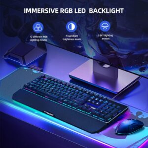 GTRACING Mechanical Gaming Keyboard with Wrist Rest, RGB Lighting, Tactile Mechanical Switches, Programmable Macro Keys